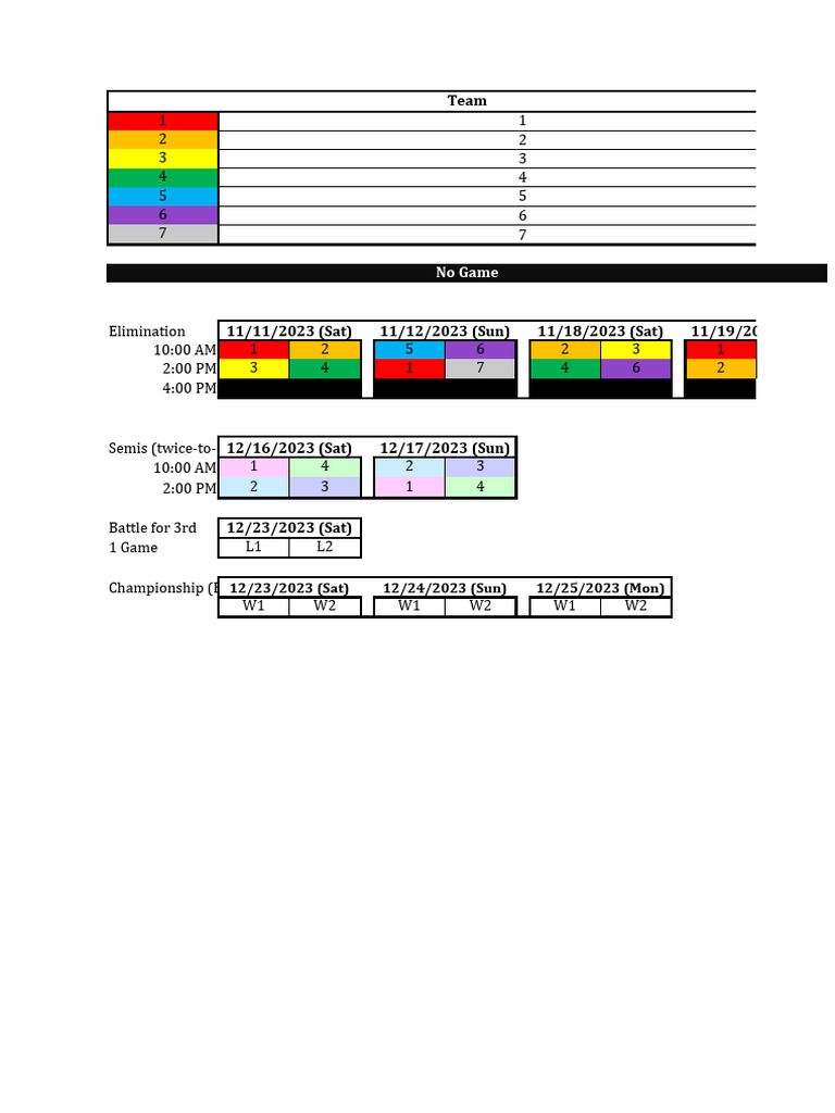 Game-Schedule (7 Teams) | PDF