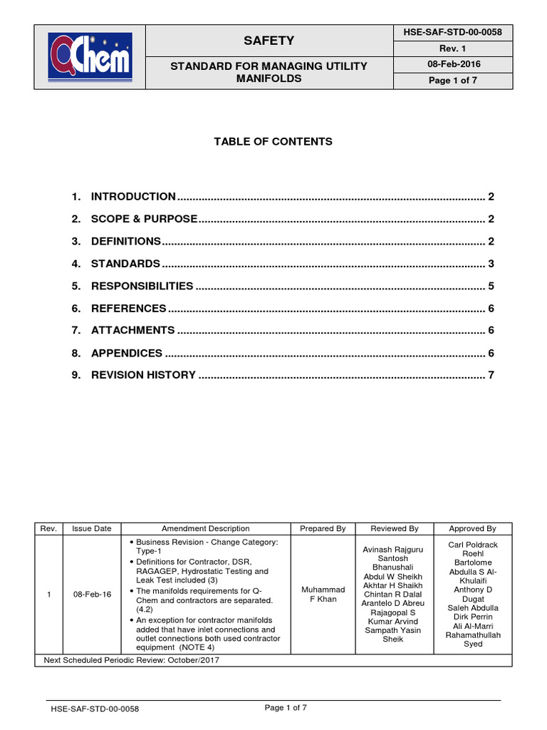Standard For Managing Utility Manifolds | PDF | Leak | Pipe (Fluid Conveyance)