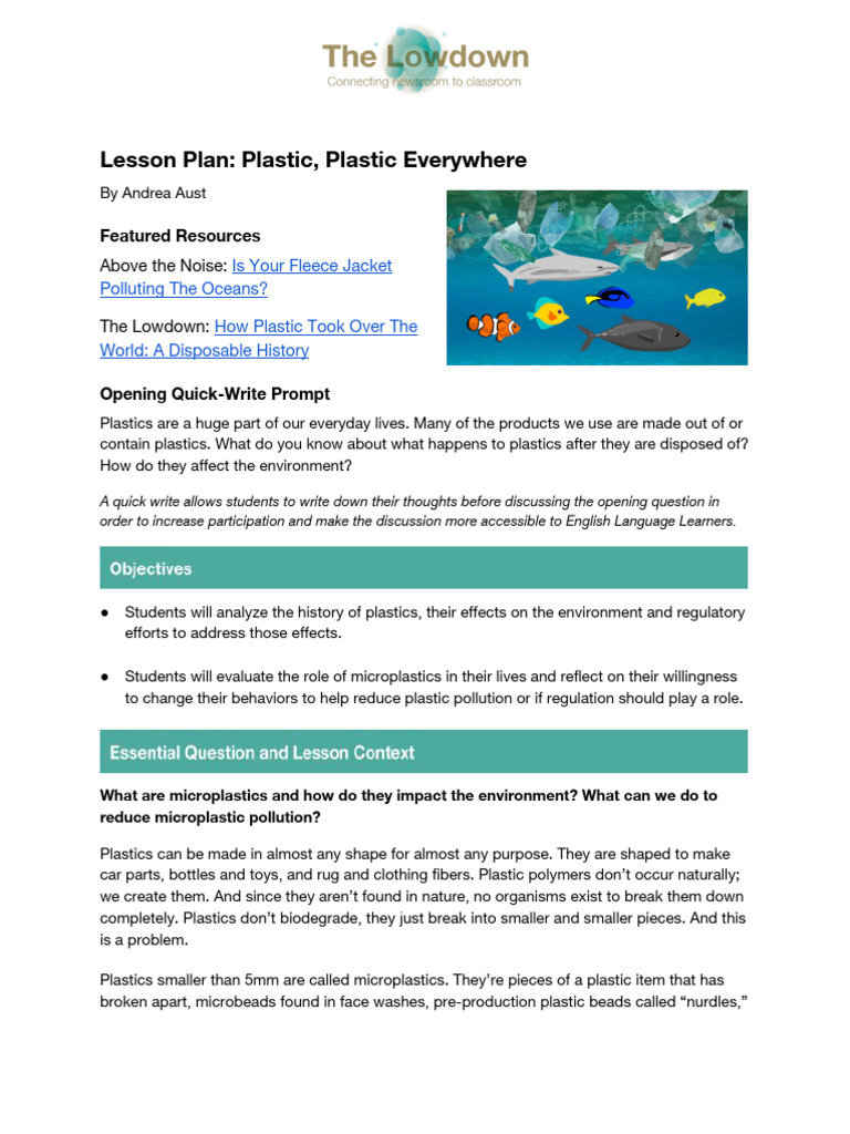 Lesson Plan - Microfibers | PDF | Plastic | Water Treatment
