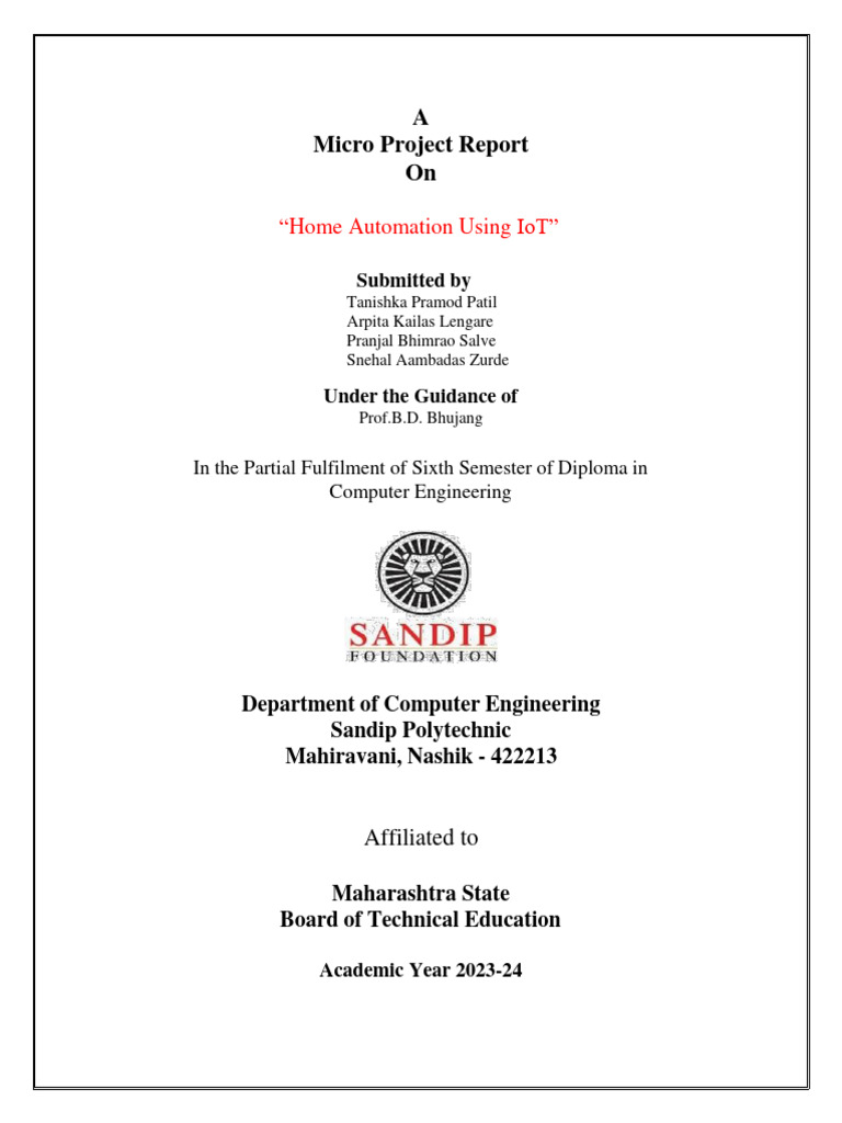 ETI Microproject (57,59,62,63) | PDF | Internet Of Things | Home Automation