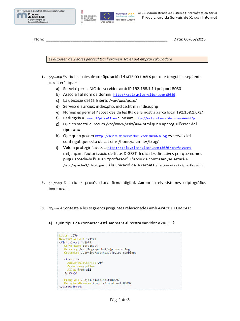 ASIX Prova Lliure 2023 | PDF