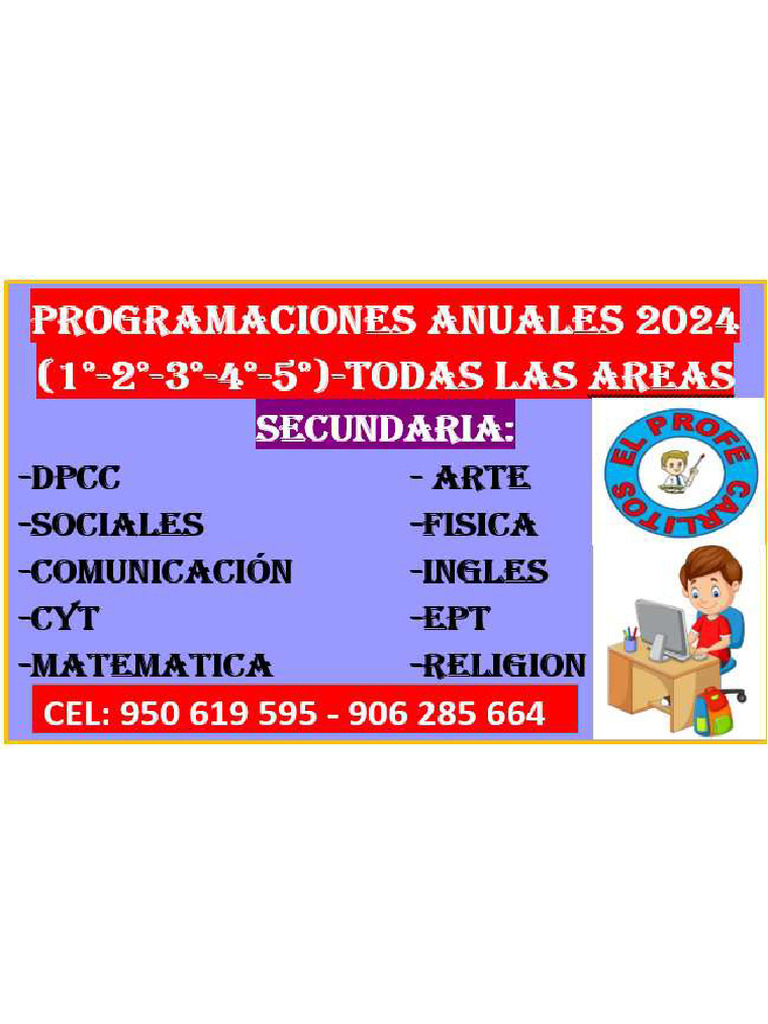 Programaciones Anuales 2024 - Comunicacion - 3er Grado | PDF