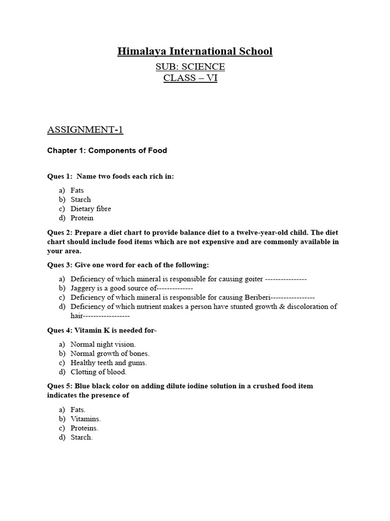 Class 6 Assignment 1 Pdf