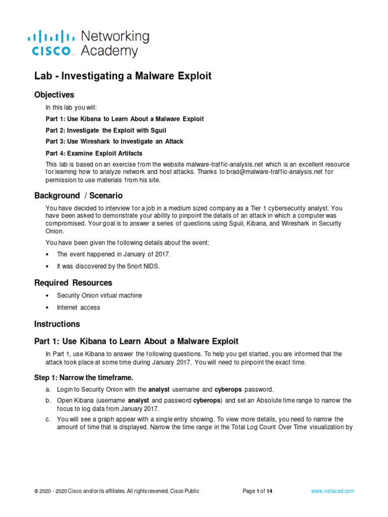 27.2.15 Lab - Investigating A Malware Exploit | PDF | Security | Computer Security