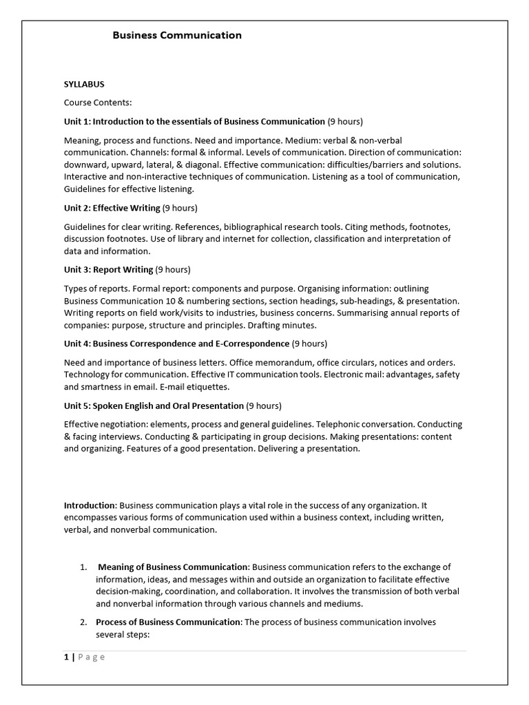 Sec Business Communication Notes | Download Free PDF | Communication ...