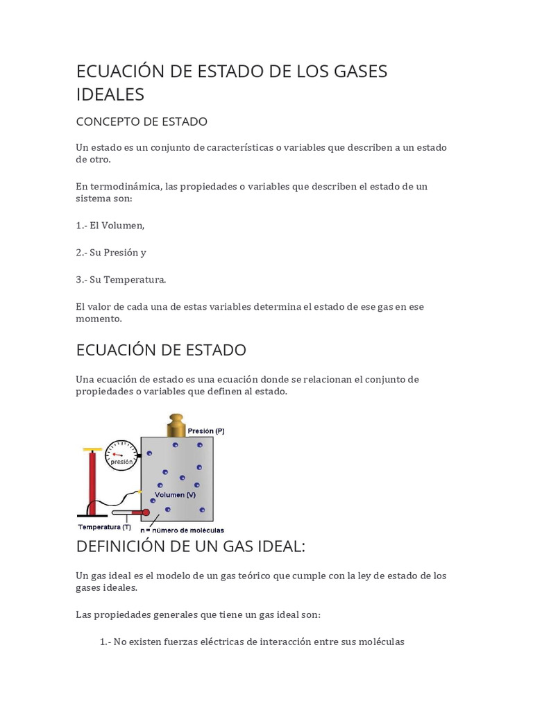 Termodinamica 5 - 2 - Ecuación de Estado de Los Gases Ideales | PDF | Gases | Cantidad
