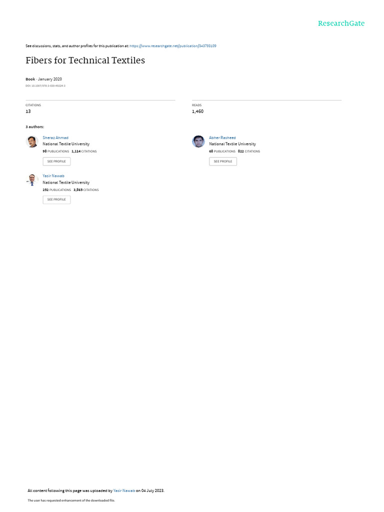 Fibersfor Technical Textiles Pdf Textiles Nonwoven Fabric