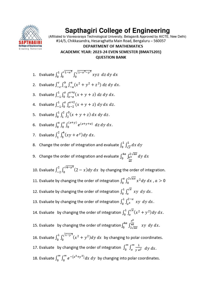 MODULE - 1 II Sem CSE | PDF | Area | Integral