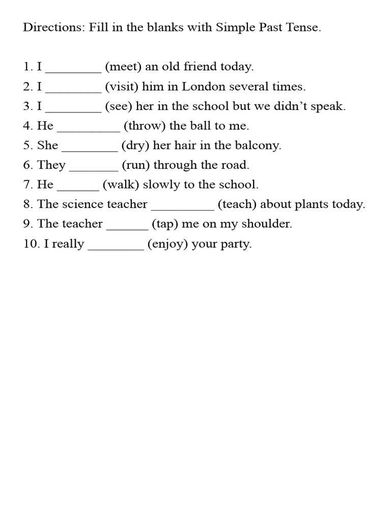Assignment (Simple Past Tense) | PDF