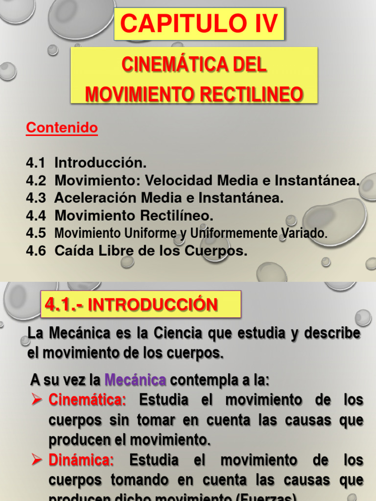 Cap-4 Cinematica Del Movimiento Rectilineo | PDF | Aceleración | Cinemática