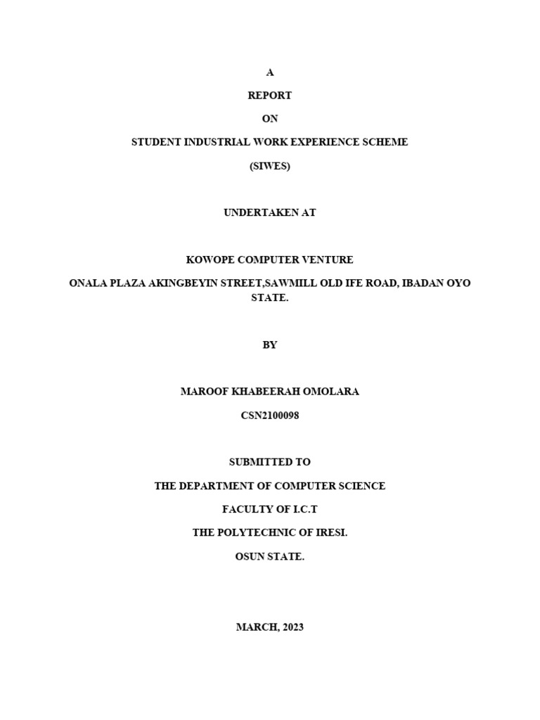 Maroof Khabeerah Omolara | PDF | Internet | Computing