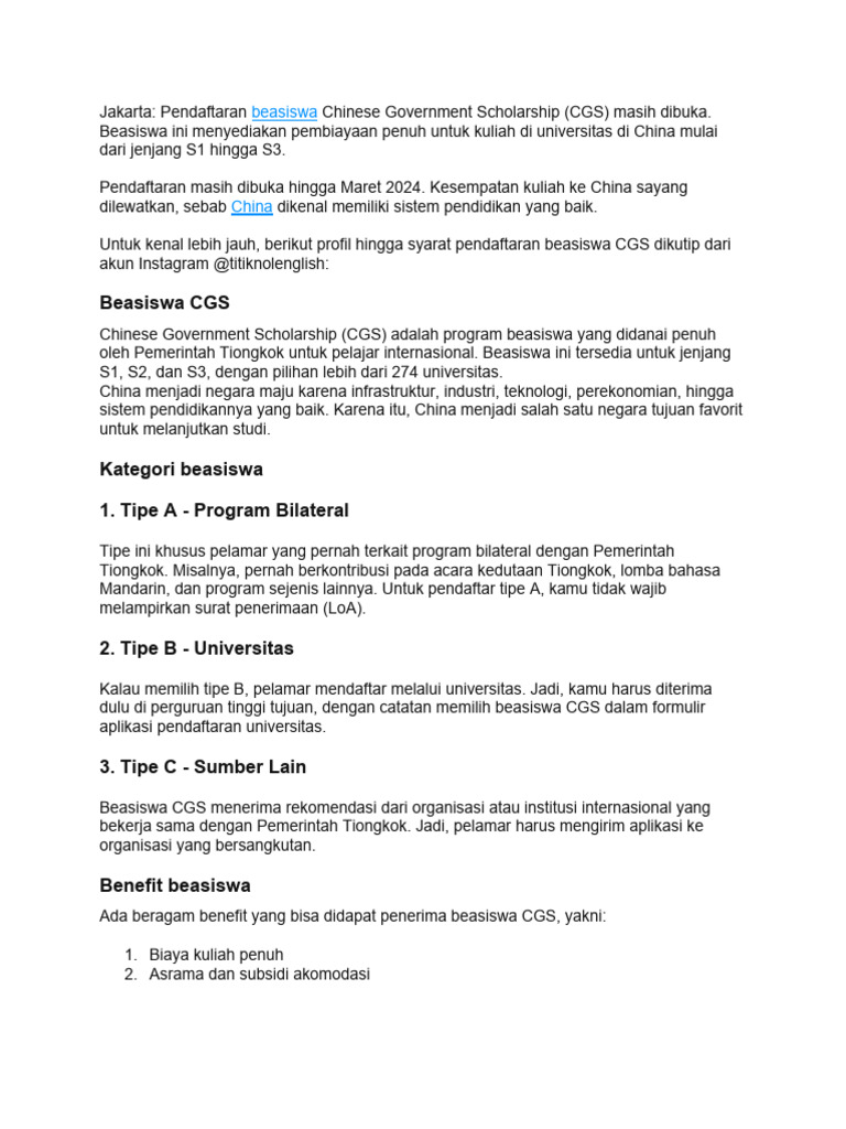 Beasiswa CGS | PDF
