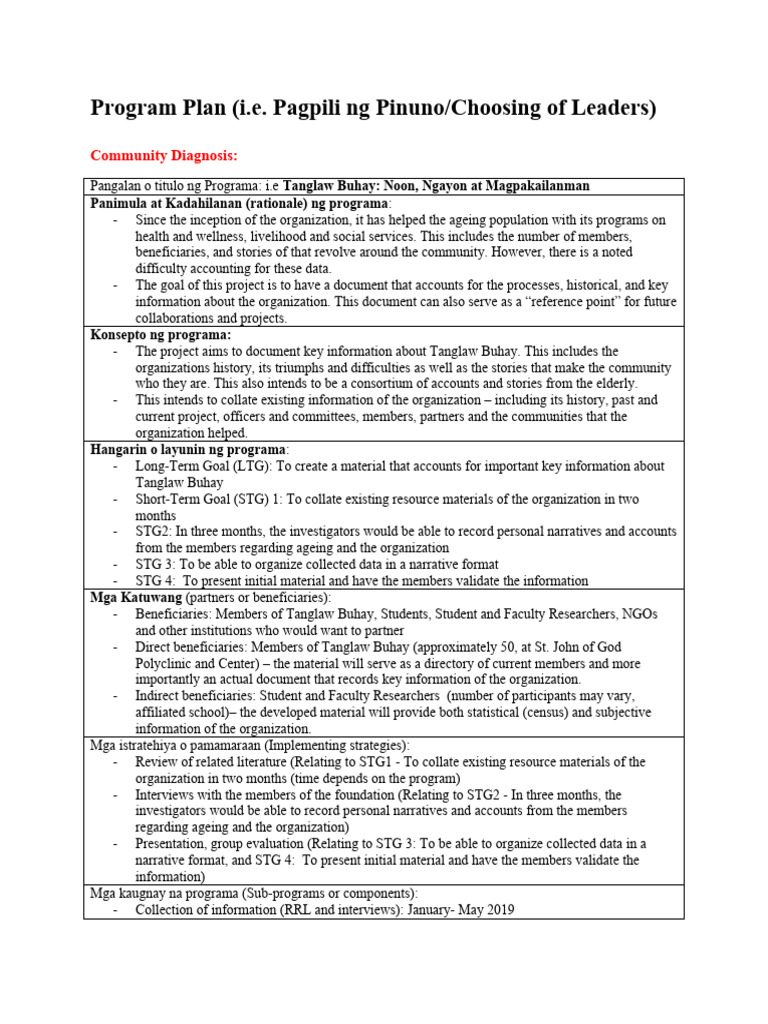 CHN RLE Program Plan Template | PDF | Business