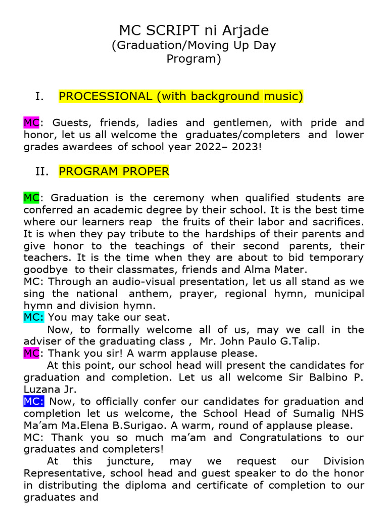 MC Script Ni Arjade | PDF