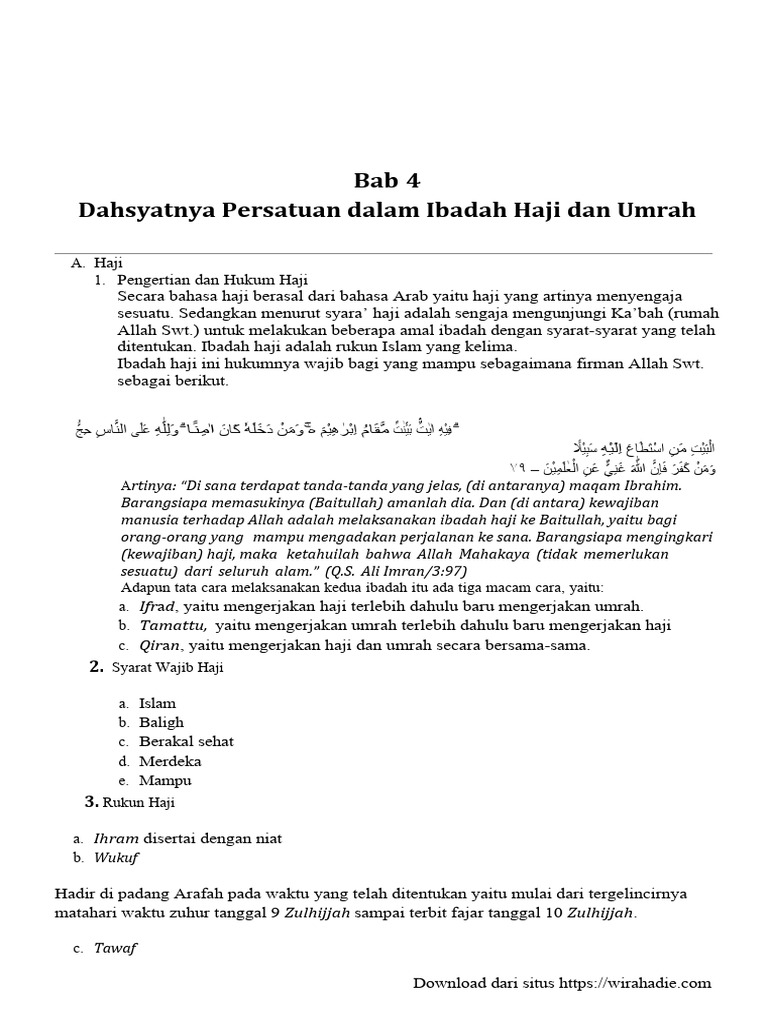 Materi Agama Islam Bab 4 Dahsyatnya Persatuan Ibadah Haji Dan Umrah 1662420959 | PDF