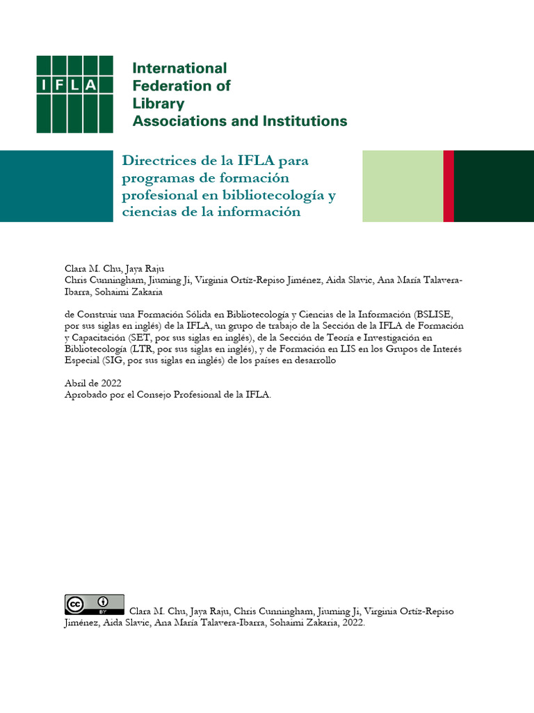 IFLA Guidelines For Professional LIS Education Programmes-Es | PDF ...