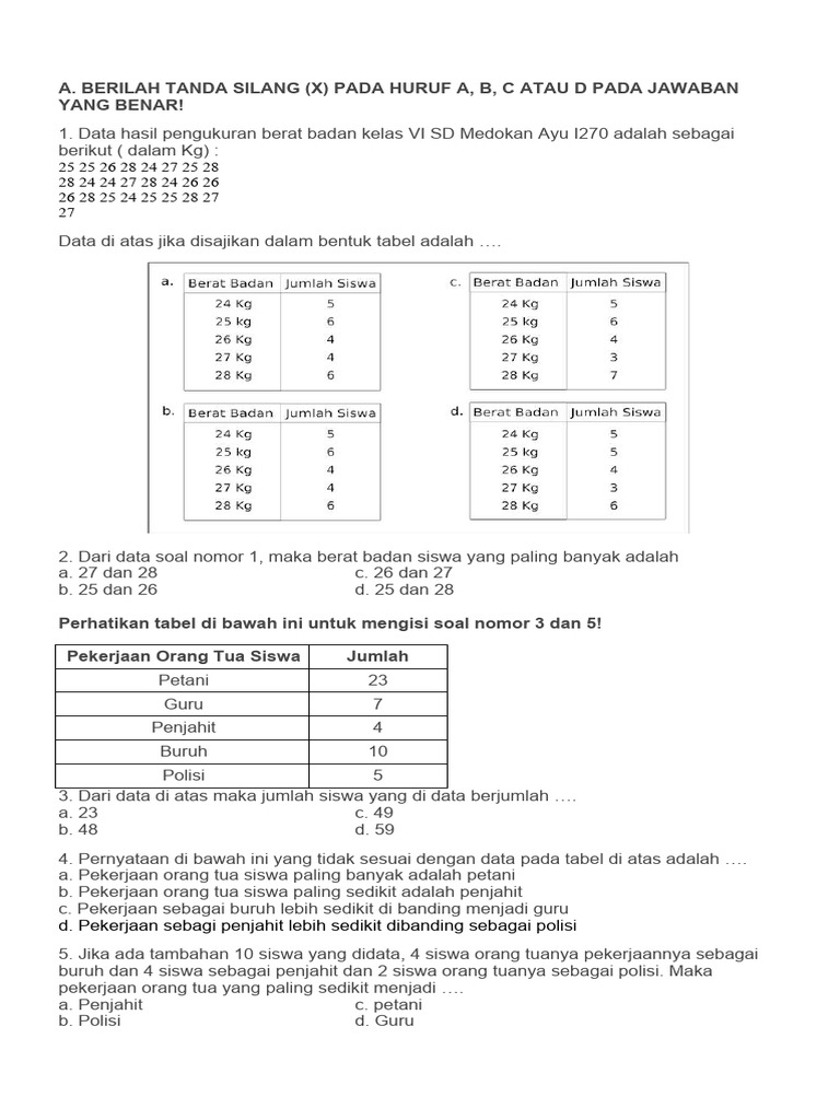 Soal Matematika Pengolahan Data Baru | PDF
