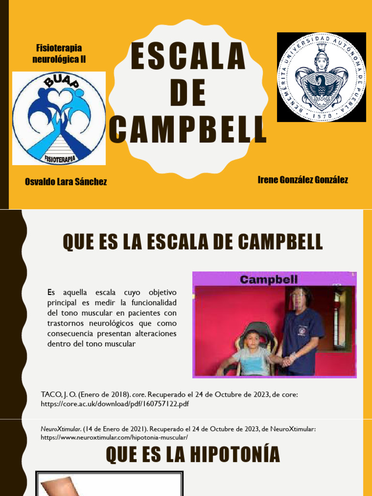 Evaluación de Hipotonía: Escala Campbell | PDF | Músculo | Desórdenes ...