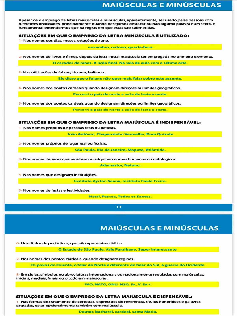 Regras - Uso de Letras Maiúsculas e Minúsculas. | PDF | Caixa alta e ...