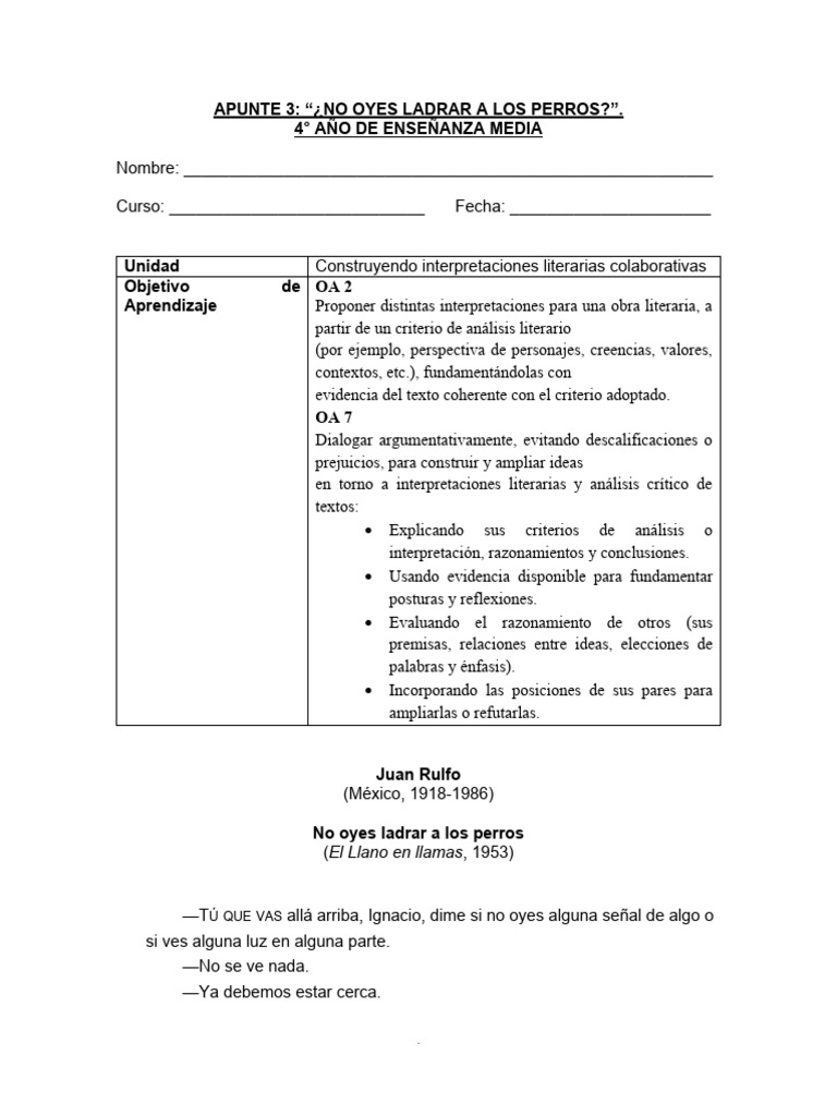 Apunte 3 No Oyes Ladrar A Los Perros | PDF