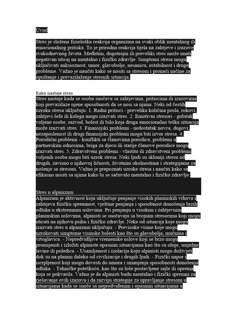 Stres Alpinizam | PDF