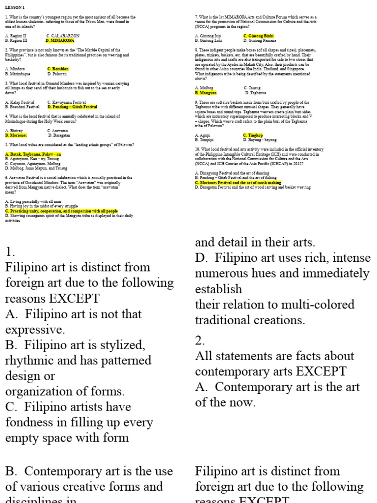 Cpar Reviewer | PDF | The Arts | Dances