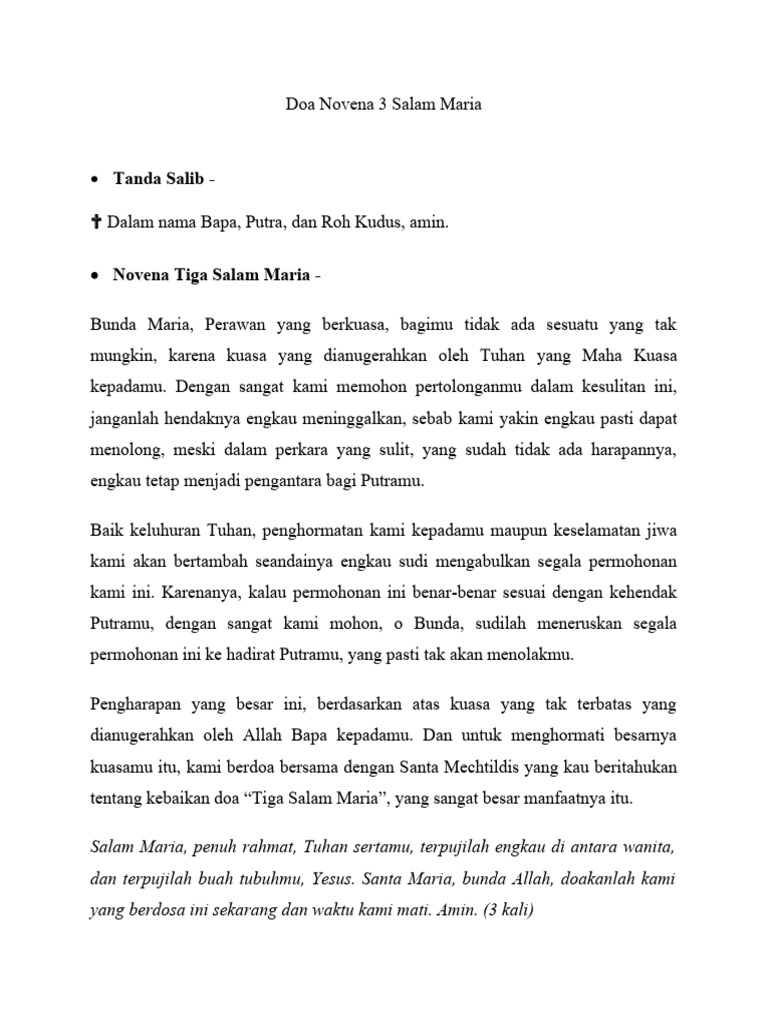 Doa Novena 3 Salam Maria | PDF