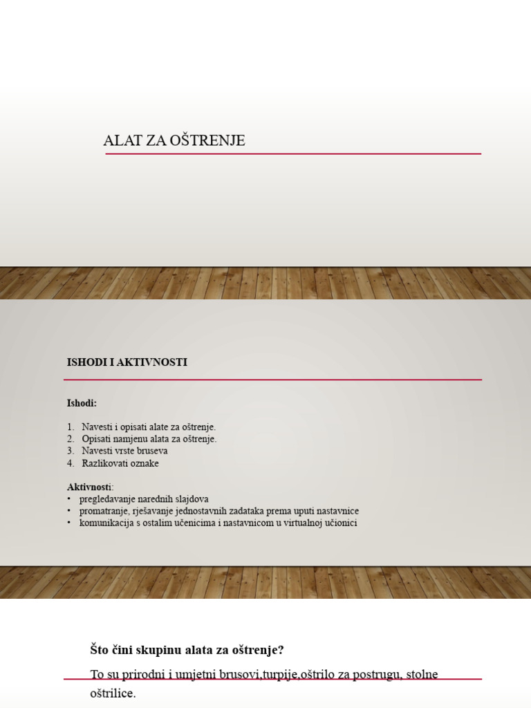 Stolar I Stolar JMO - Tehnologija Zanimanja - Oštrenje Alata - 1. Razred | PDF