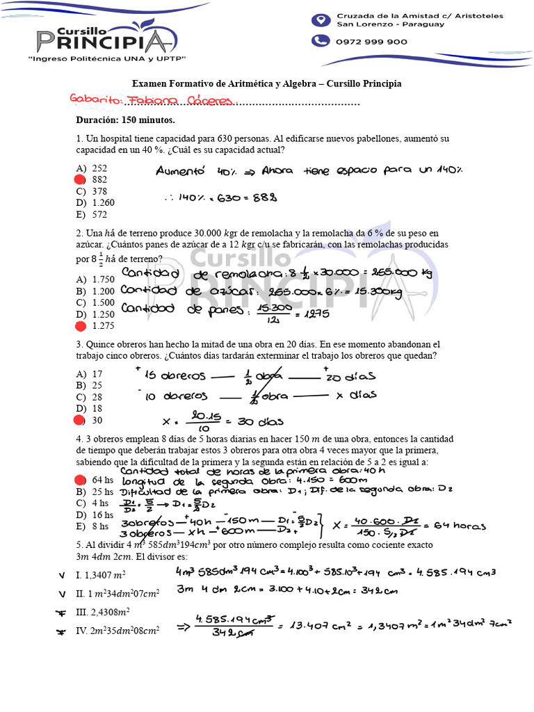 Gabarito Mate 1 190224 - 240222 - 141341 | PDF | Factorización | Objetos matemáticos