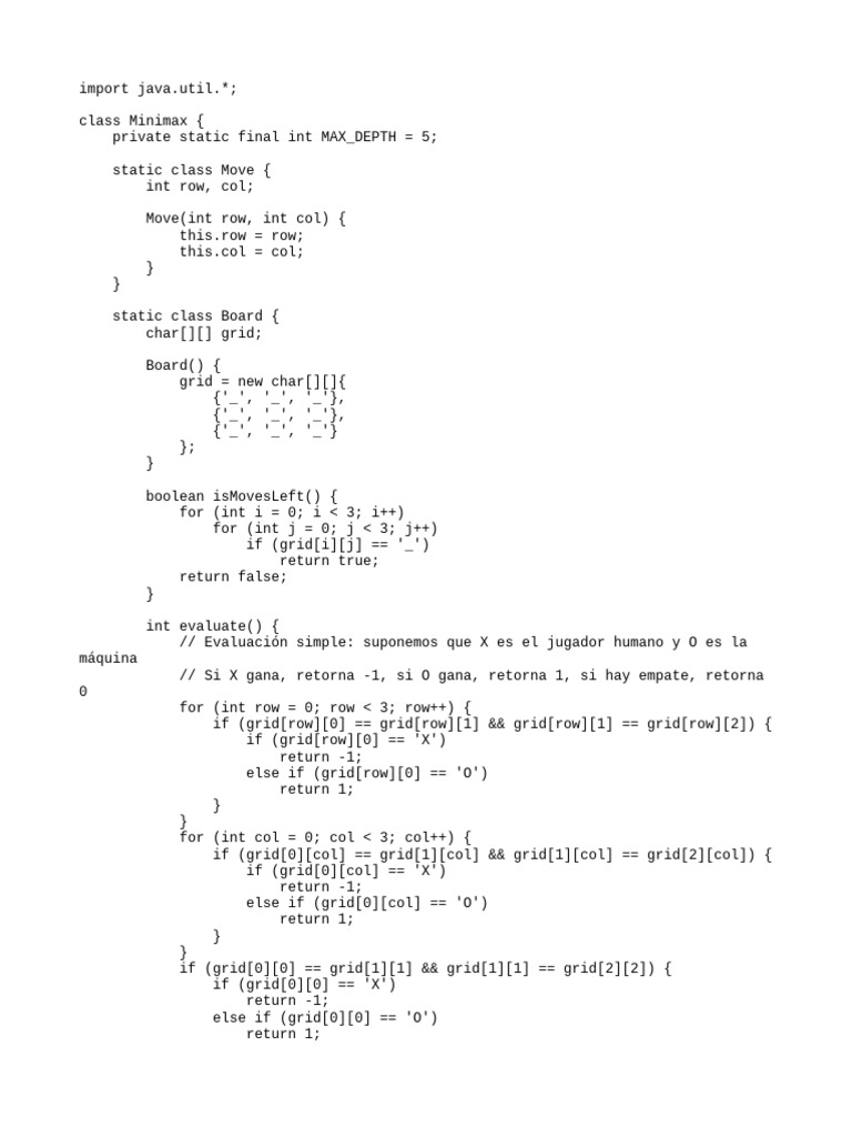 Minimax Java | PDF | Computer Programming | Software Engineering