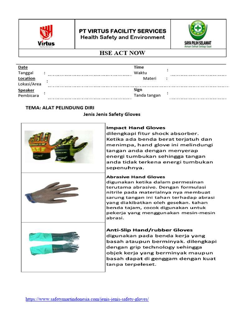 VGR 8. APD - Jenis Hand Gloves | PDF
