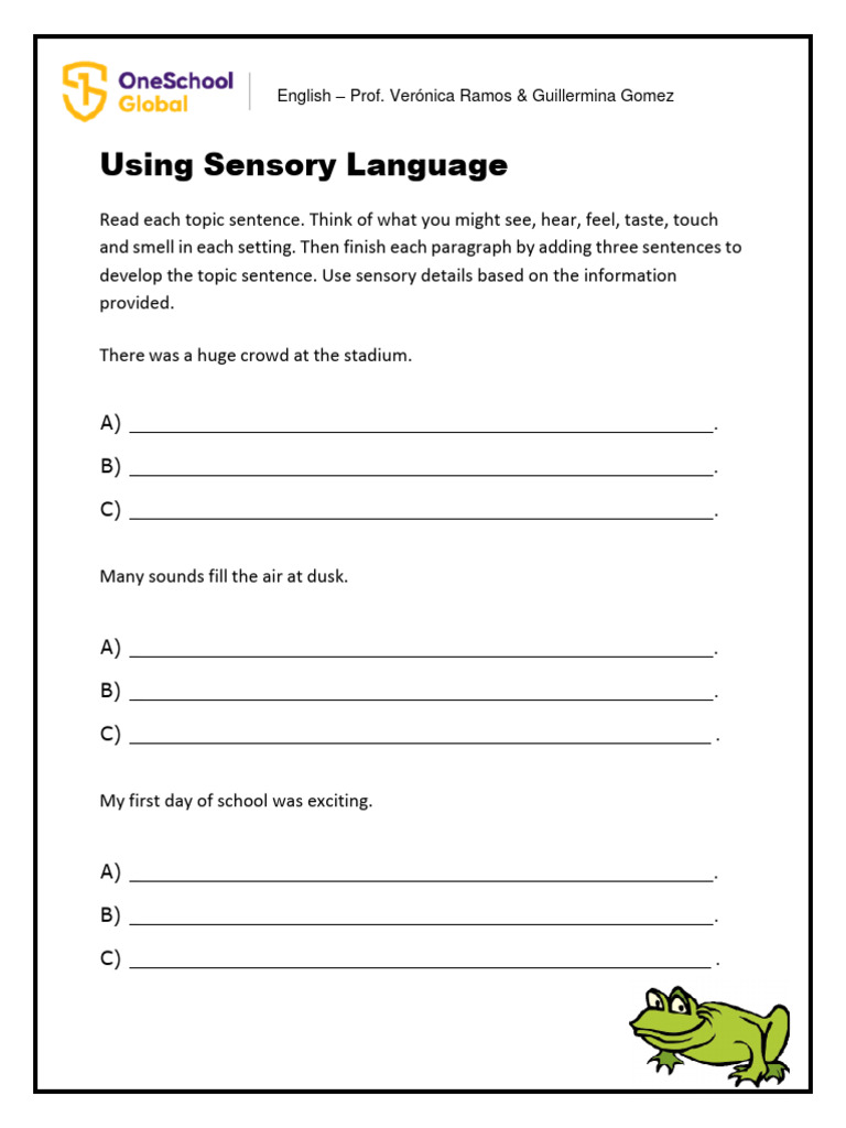 Sensory Language Exercises | PDF | Neuroscience