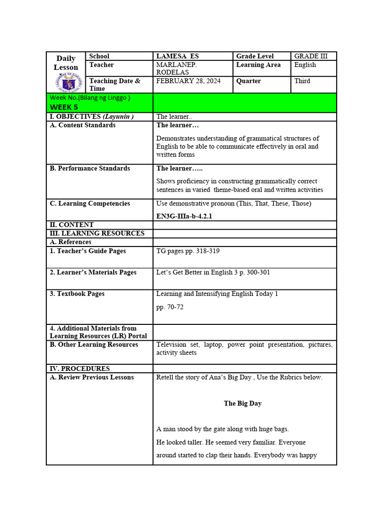 Grade 3 English: Demonstrative Pronouns | PDF | Human Communication | Behavior Modification
