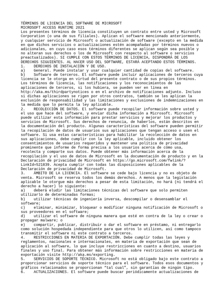 AccessRuntime2021 Eula | PDF | Software | Microsoft