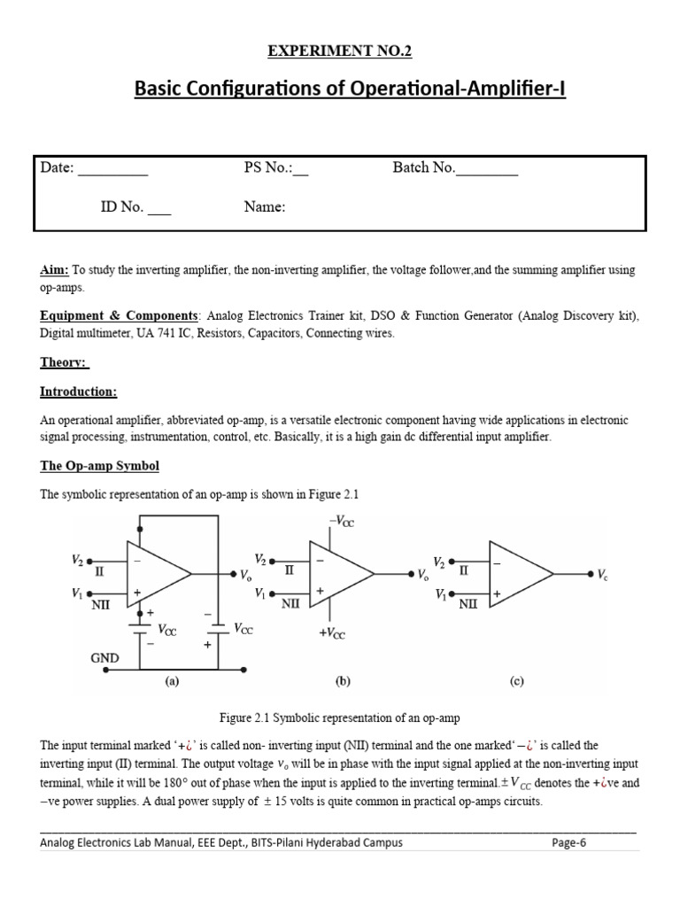 Experiment 2 - 2021AAPS3021H | PDF | Operational Amplifier | Amplifier