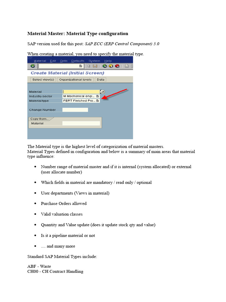 Material Type Configuration | PDF