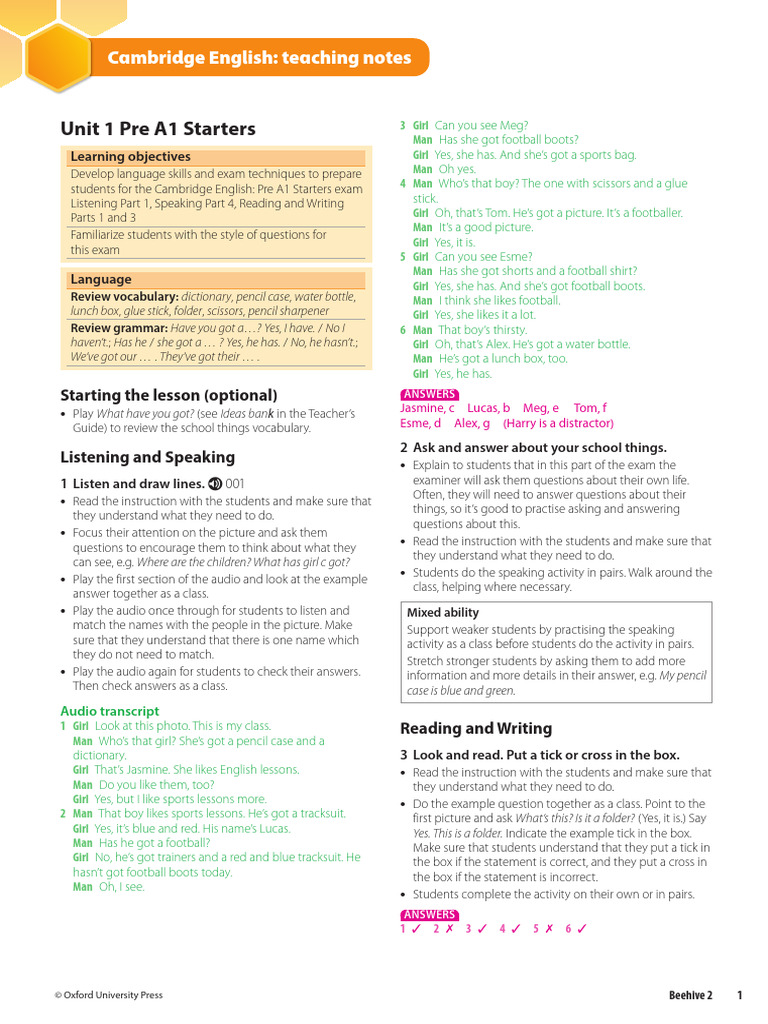 Cambridge English: Beehive 2 Notes | PDF | Question | Vocabulary