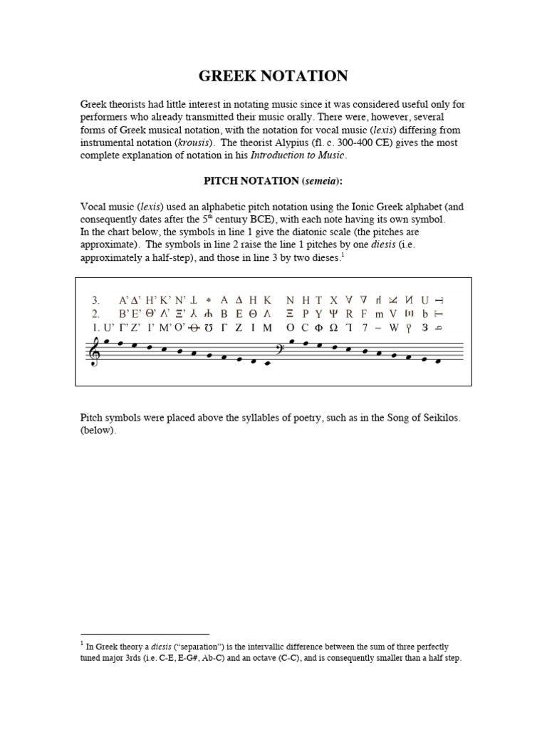 Greek Musical Notation Explained | PDF
