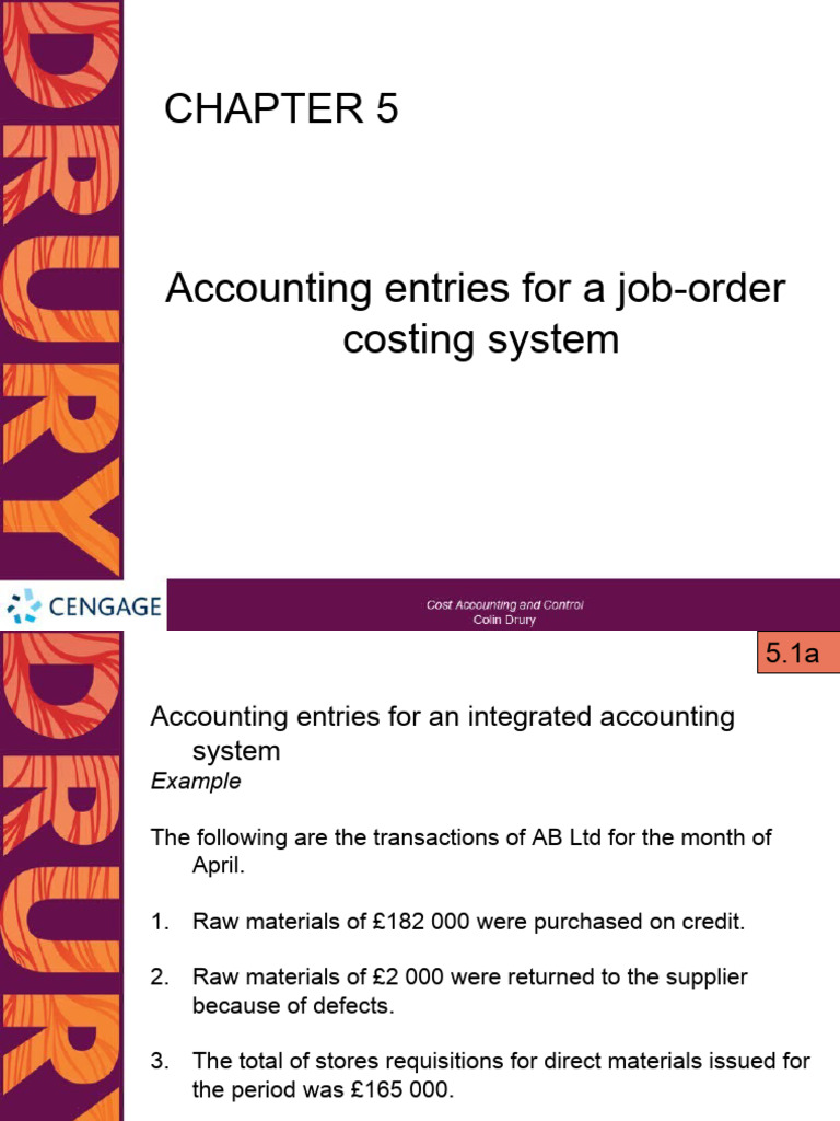 Chapter 5 Accounting Entries For A Job Order Costing System | PDF ...