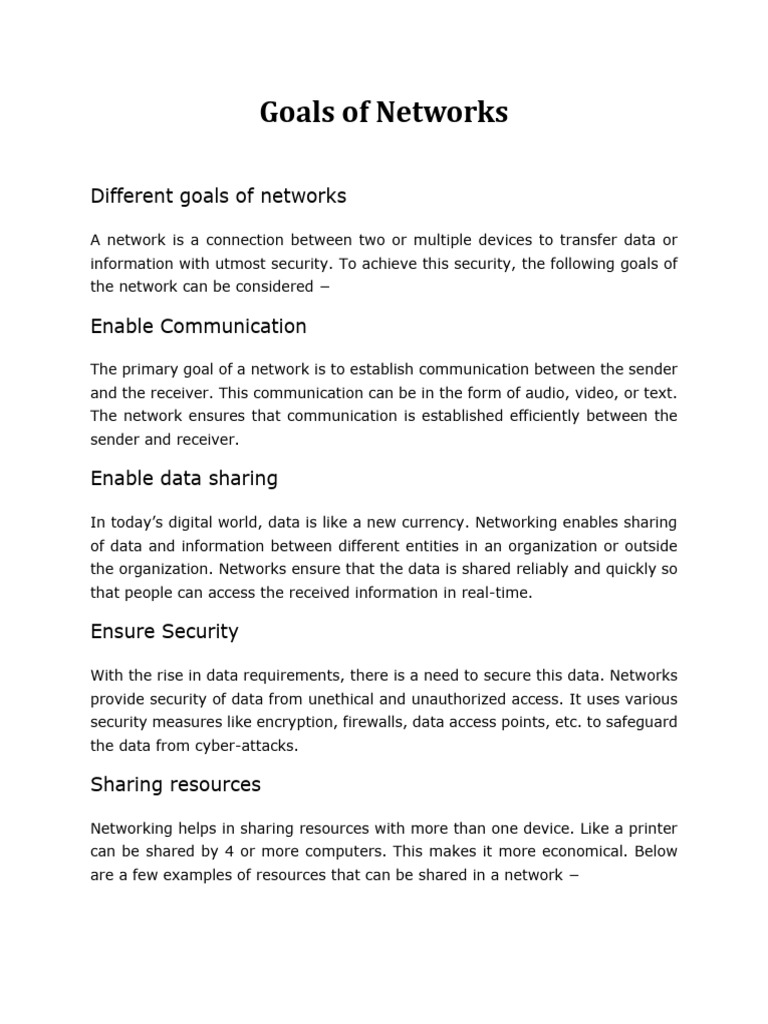 Goals of Networks Etc-Unit1-Part2 | Download Free PDF | Computer Network | Internet