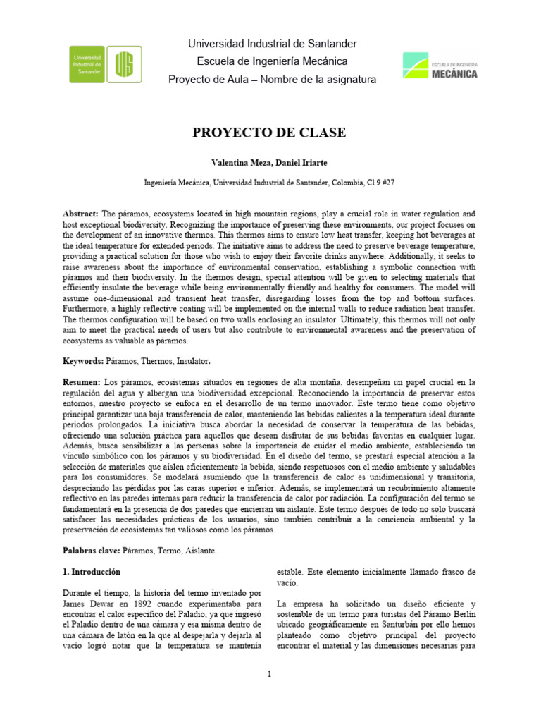 Proyecto de Clase Avance | PDF | Conduccion termica | Transferencia de ...