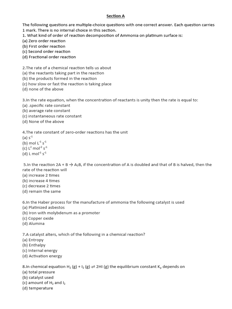 3 QP Chemical Kinetics | PDF | Reaction Rate | Chemical Reactions