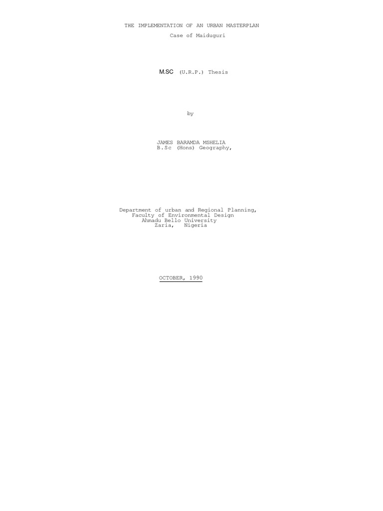 The Implementation of An Urban Masterplan Case of Maiduguri | PDF ...