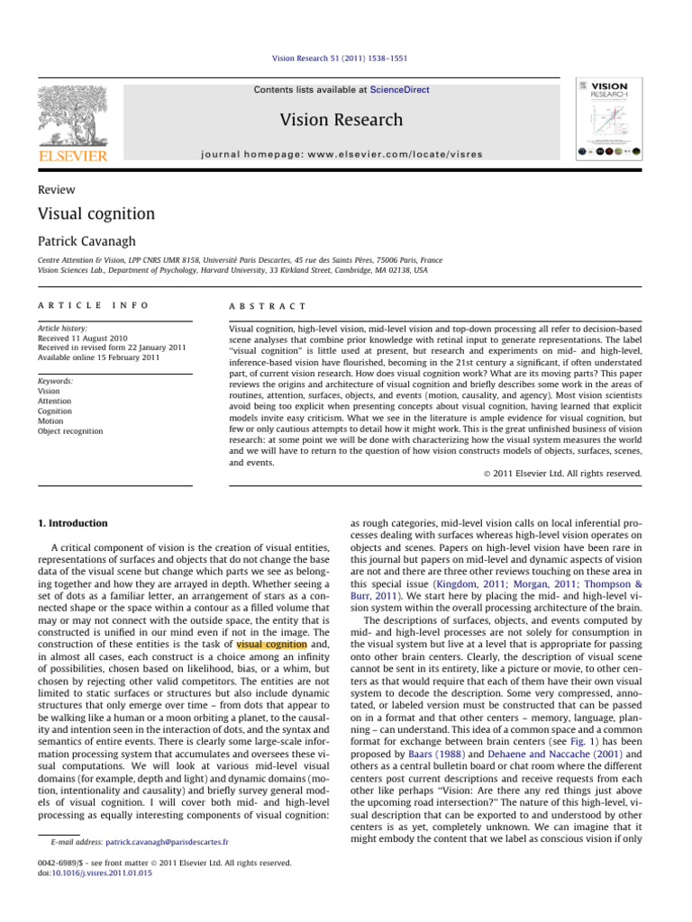 Visual Cog | PDF | Attention | Visual Perception