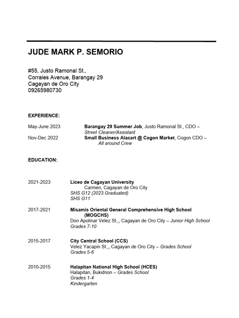 Resume - Jude Mark 2 | PDF