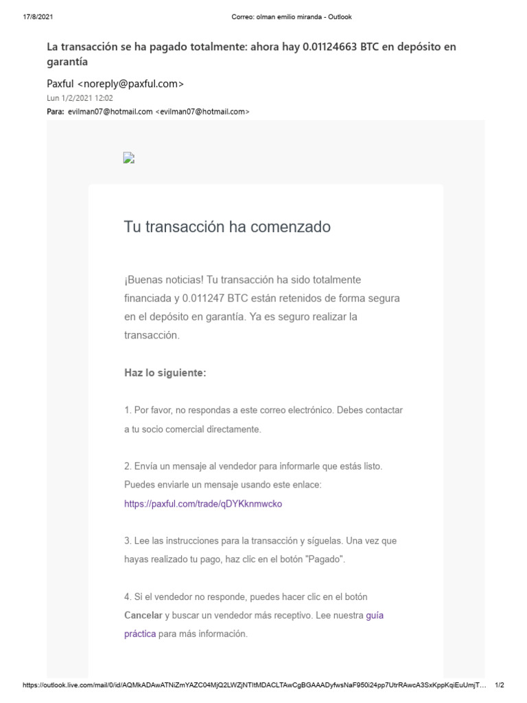 Transaccion de Criptomoneda Paxful | PDF | Internet | Red mundial
