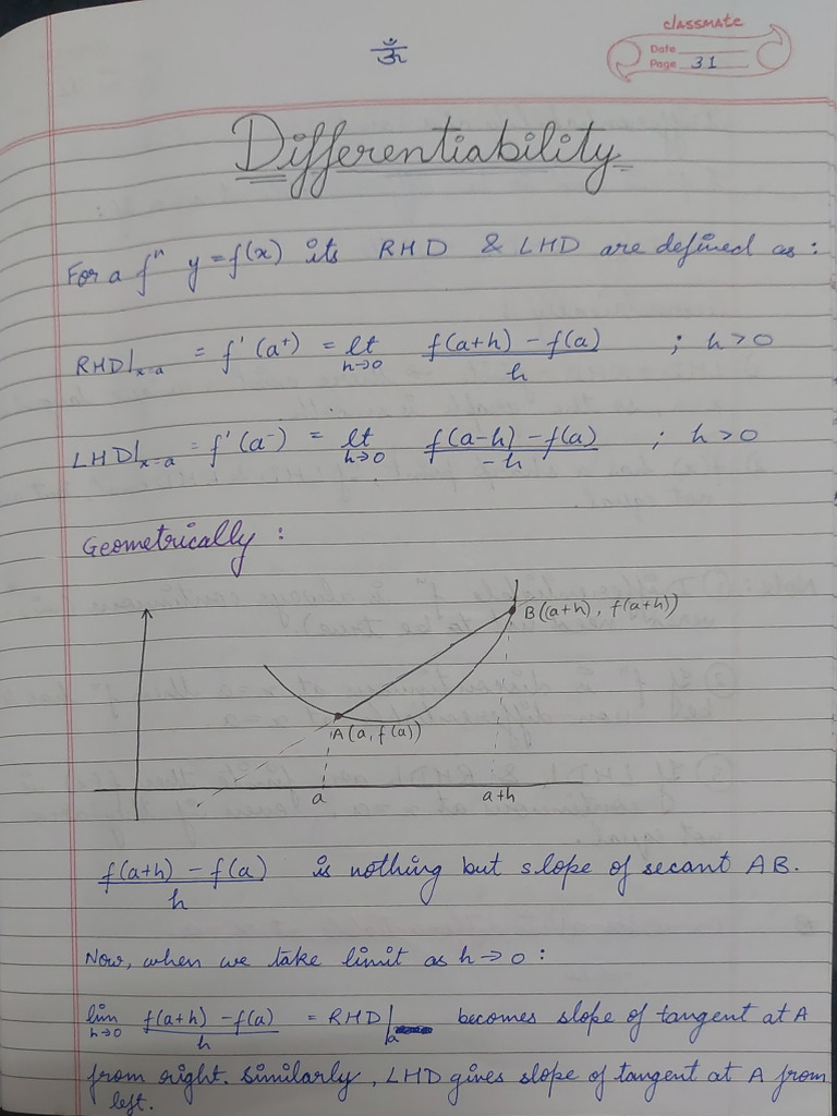 RHD and LHD Differentiability Formula | PDF