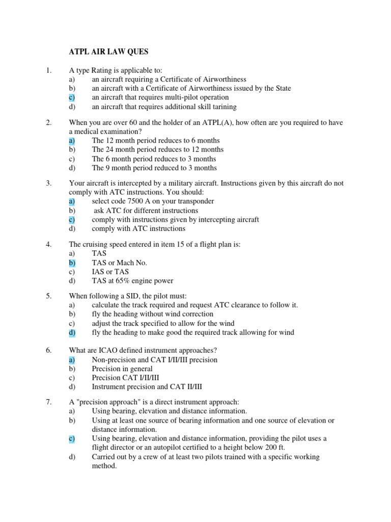 Atpl Air Law Gen Practice Ques | PDF | Instrument Flight Rules | Air ...