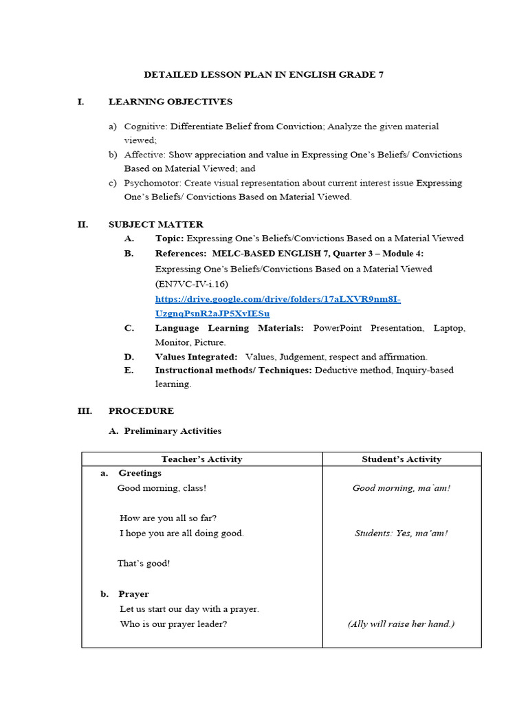 L4 DLP Grade 7 | PDF | Lord's Prayer | Knowledge