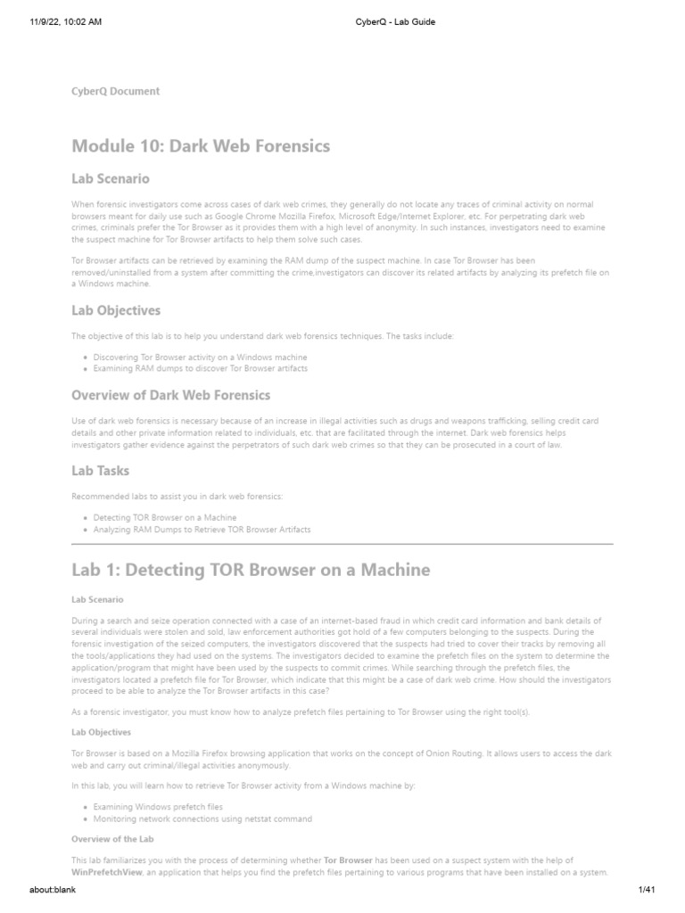 Dark Web Forensics: Tor Browser Analysis Guide | PDF | World Wide Web | Internet & Web
